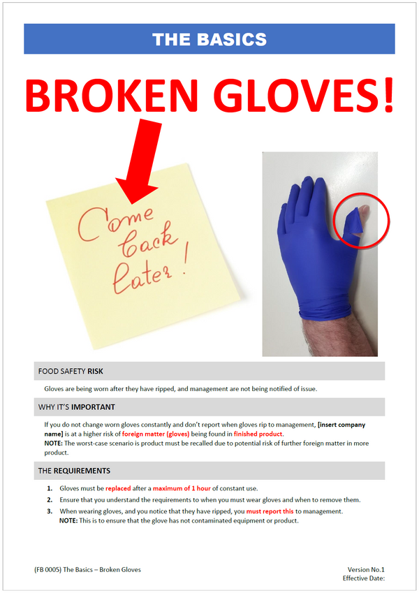 THE BASICS - Broken Gloves - Food Safe Documents