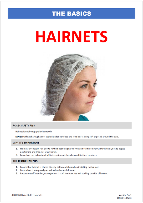 THE BASICS - Hairnets - Food Safe Documents