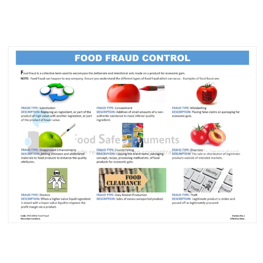 Food Fraud - Food Safe Documents