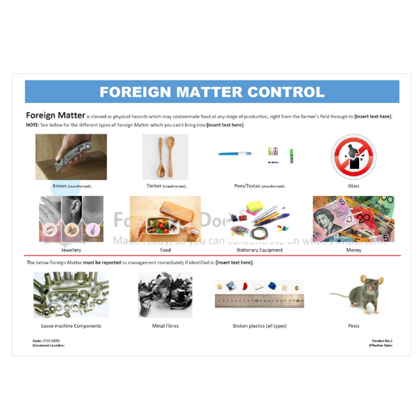 Foreign Matter - Food Safe Documents